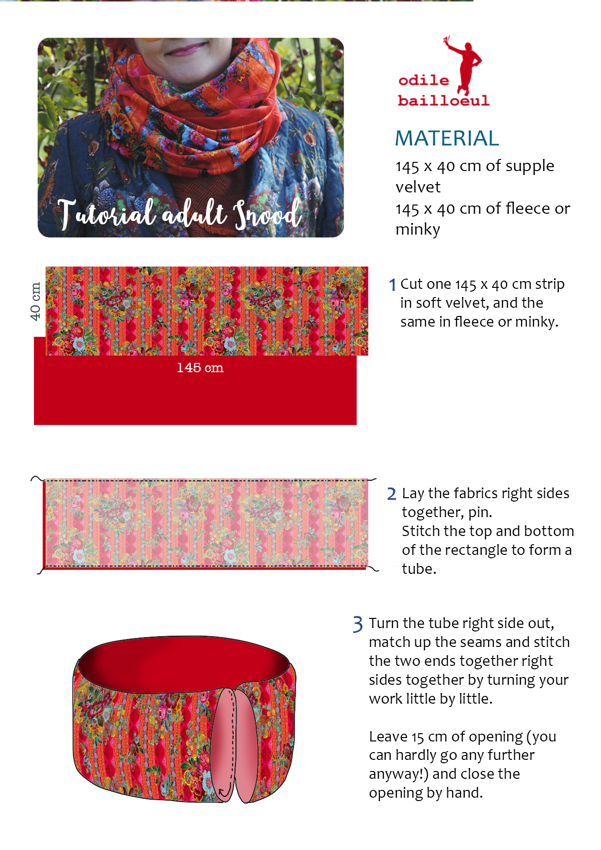 Free Sewing Tutorial: Snood - Odile Bailloeul